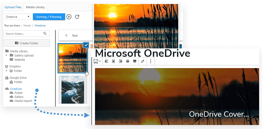 OneDrive as Media Provider for Wordpress-Holdersing