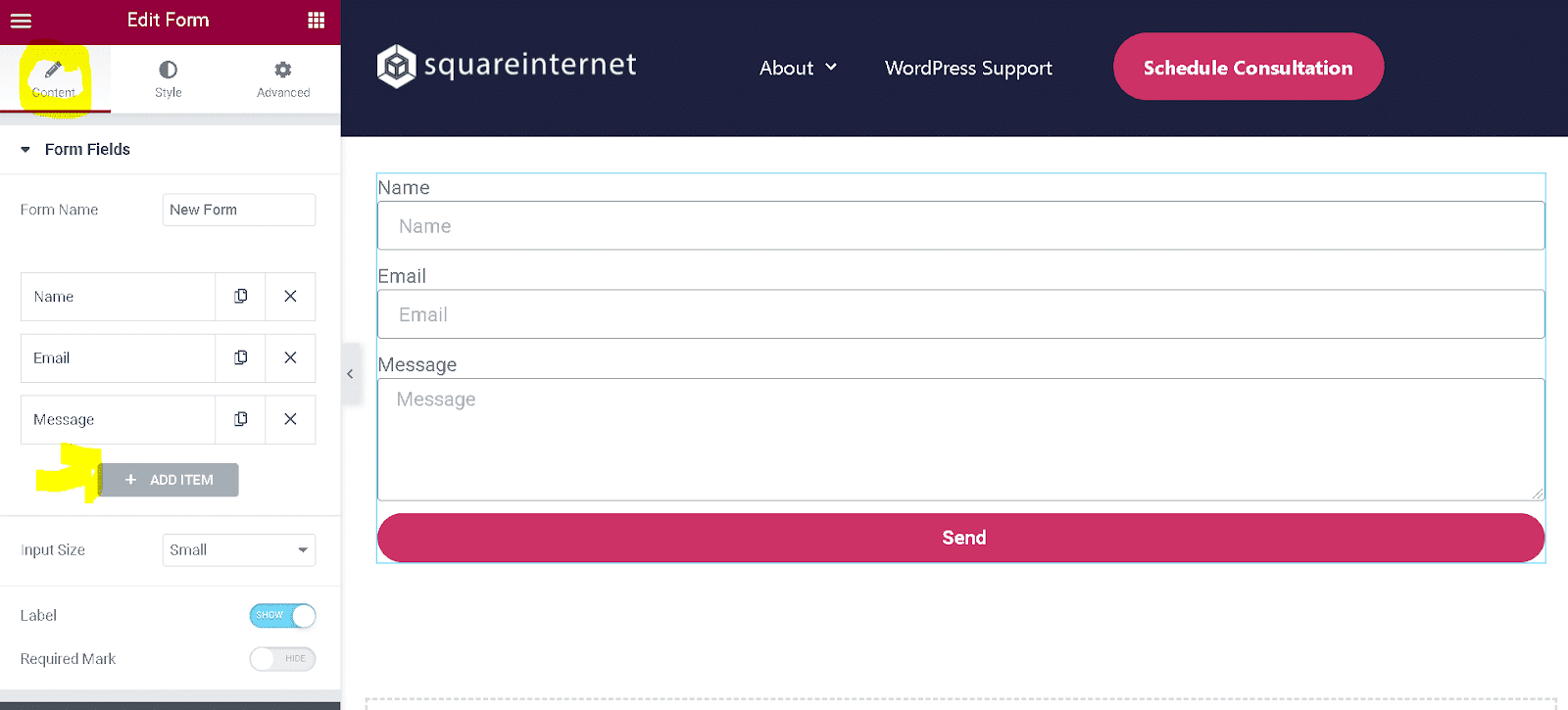 Create and design Forms with Elementor Form widget