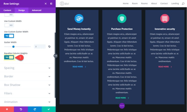 How to align rows and columns in DIVI Builder